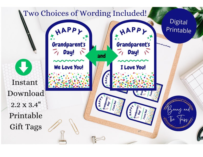 Happy Grandparent's Day Printable Gift Tags - Etsy