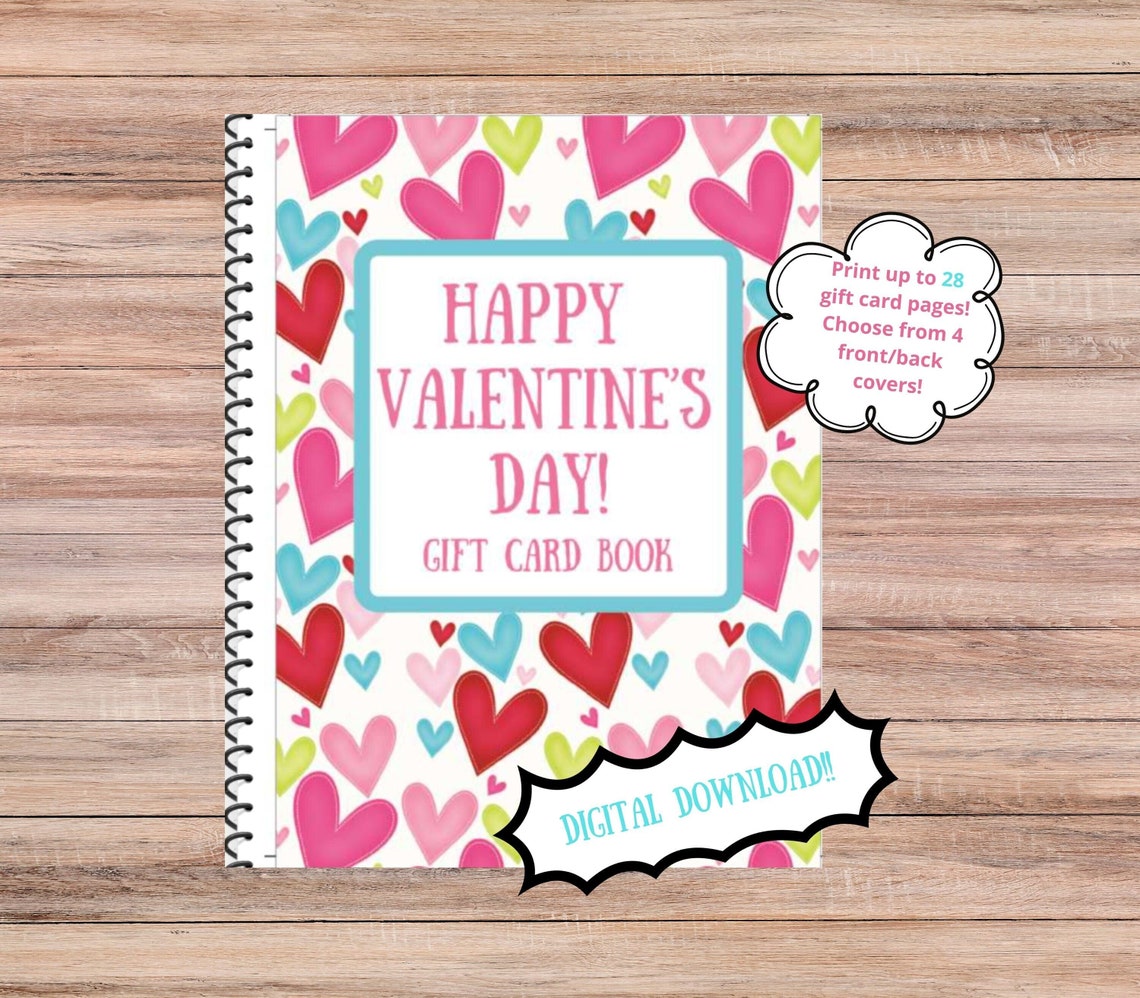 Valentine Gift Card Book, Printable Only, Valentine's Day Gift Card ...
