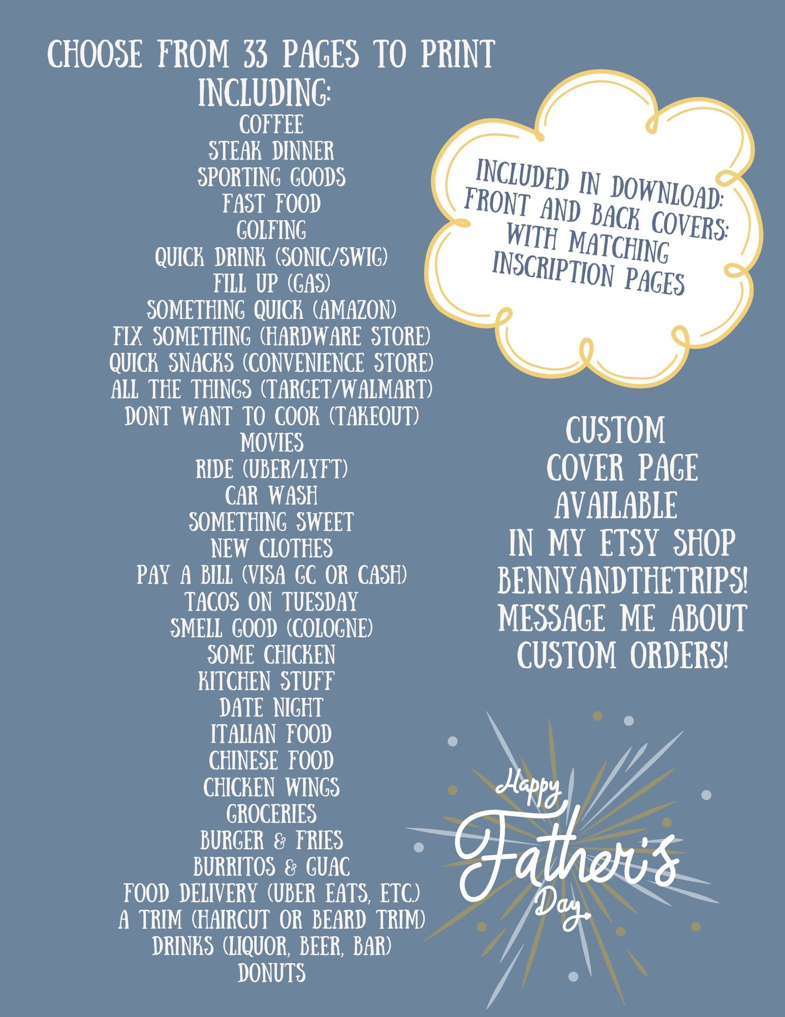 Father's Day Gift Card Book, Printable Only, Digital Gift Card Book ...