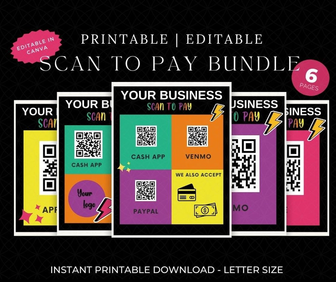 Scan to Pay Editable Template Perfect for Your Small Business, Pop up ...