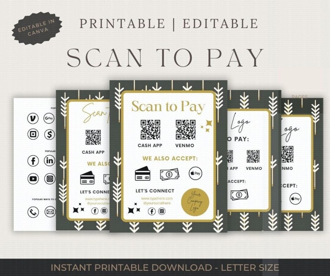 Scan to Pay Editable Template Perfect for Your Small Business, Pop up ...