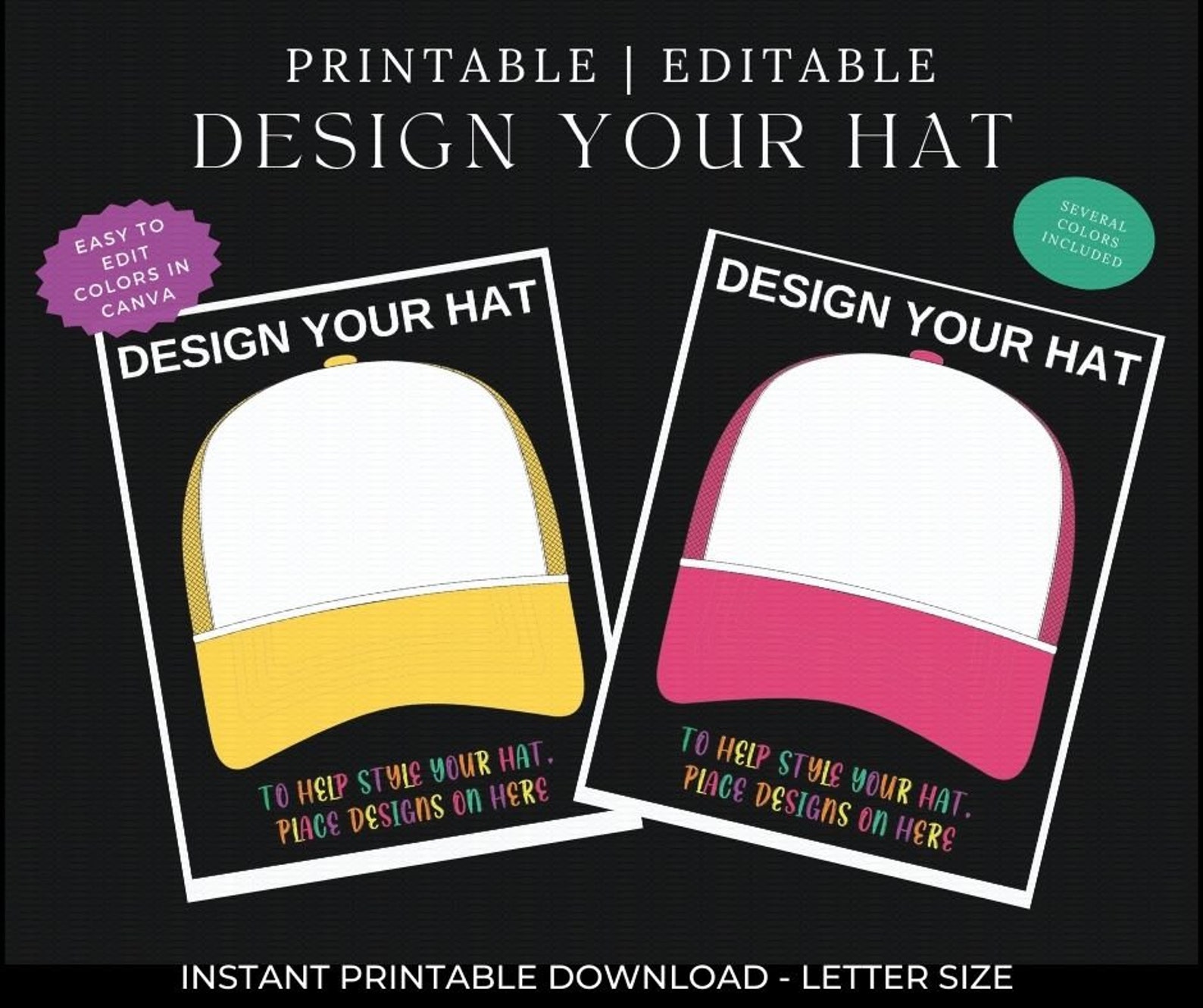 Trucker Hat Bar Templates With Retro Bright Colors Edit in Canva ...