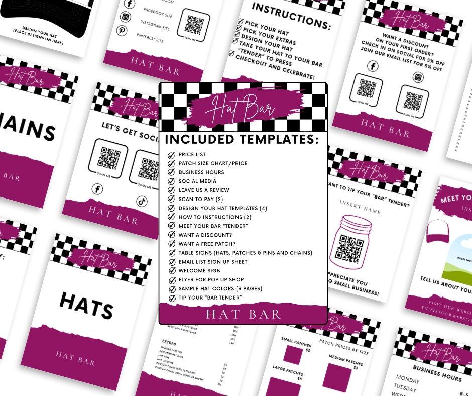 Hat Bar Templates, Hat Bar Hat Template, Edit in Canva, Scan to Pay ...