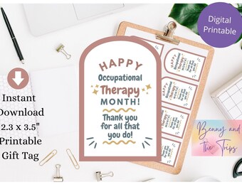 Occupational Therapy Month Gift Tags OT Month Tags Printable OT Month ...