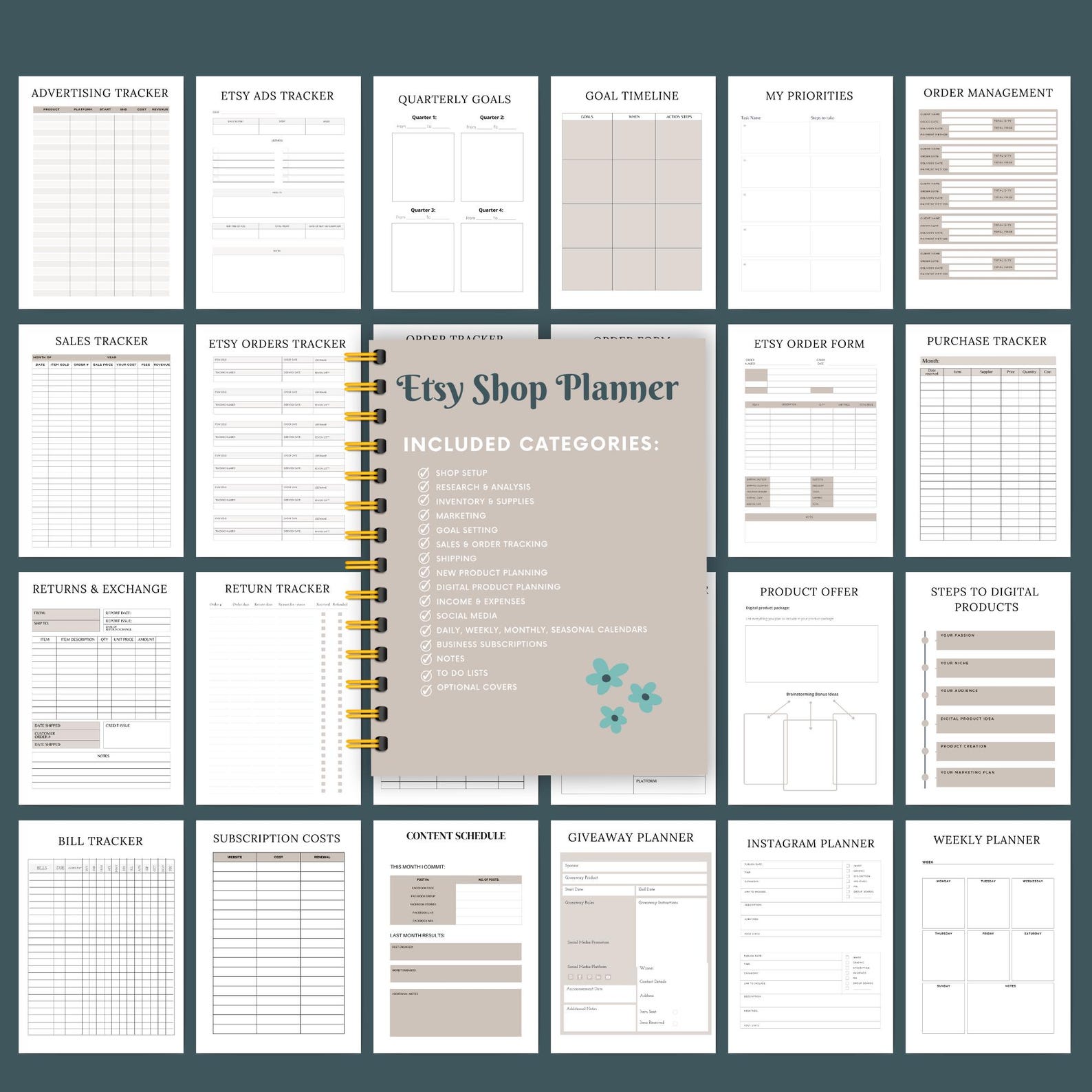 Etsy Listing Planner, Editable Templates, Printable Download, Etsy ...