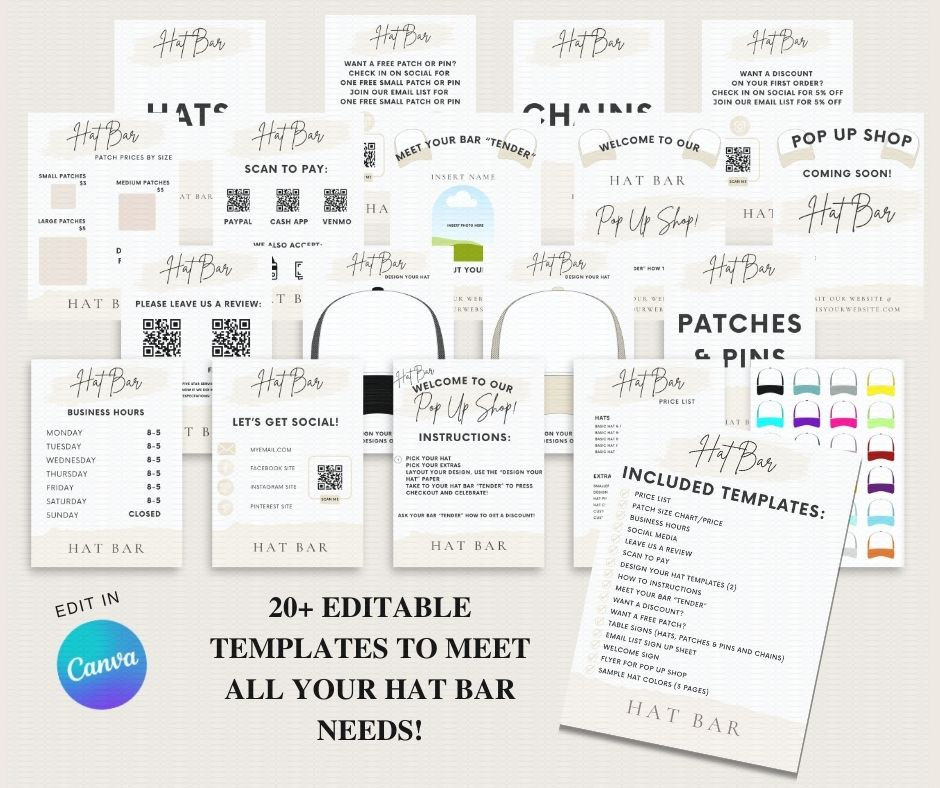 Trucker Hat Bar Editable Templates. Perfect for That Trucker Hat Pop up ...