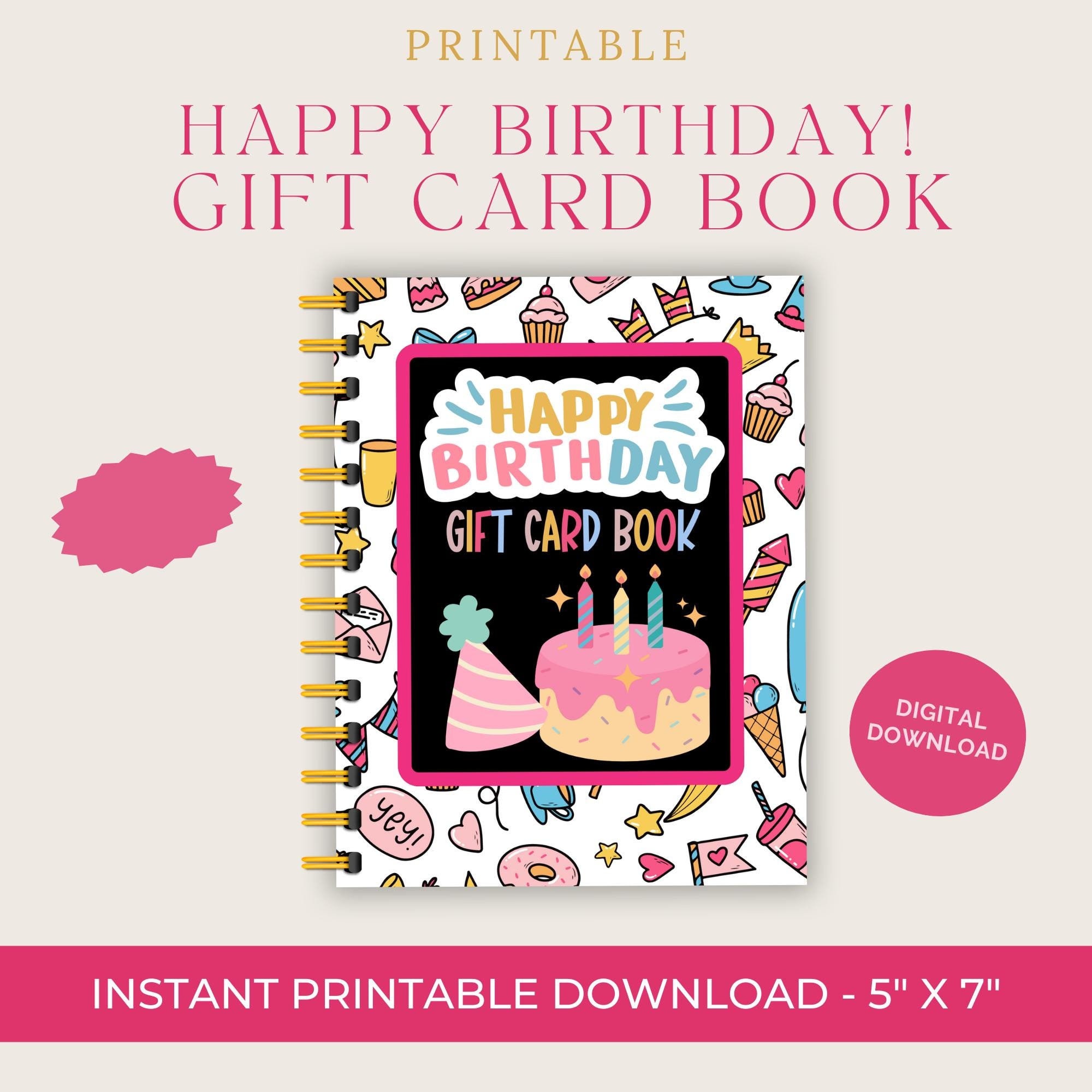 Birthday Gift Card Book, Printable Only, Digital Gift Card Book, Merry ...