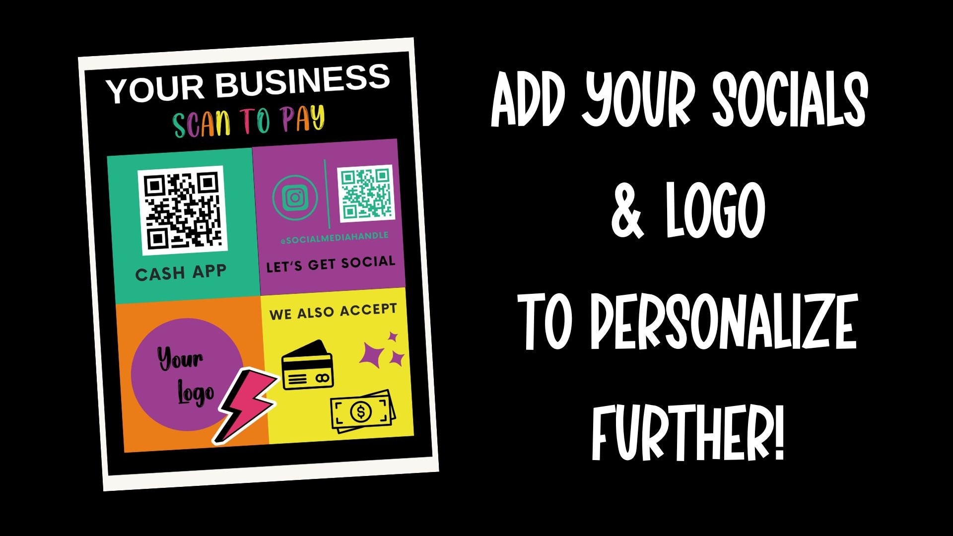 Scan to Pay Editable Template Perfect for Your Small Business, Pop up ...