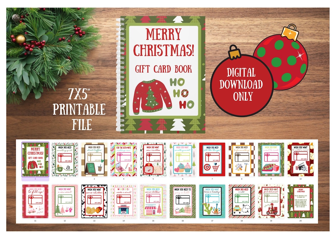 Christmas Gift Card Book, Printable Only, Gift Card Printable Book ...