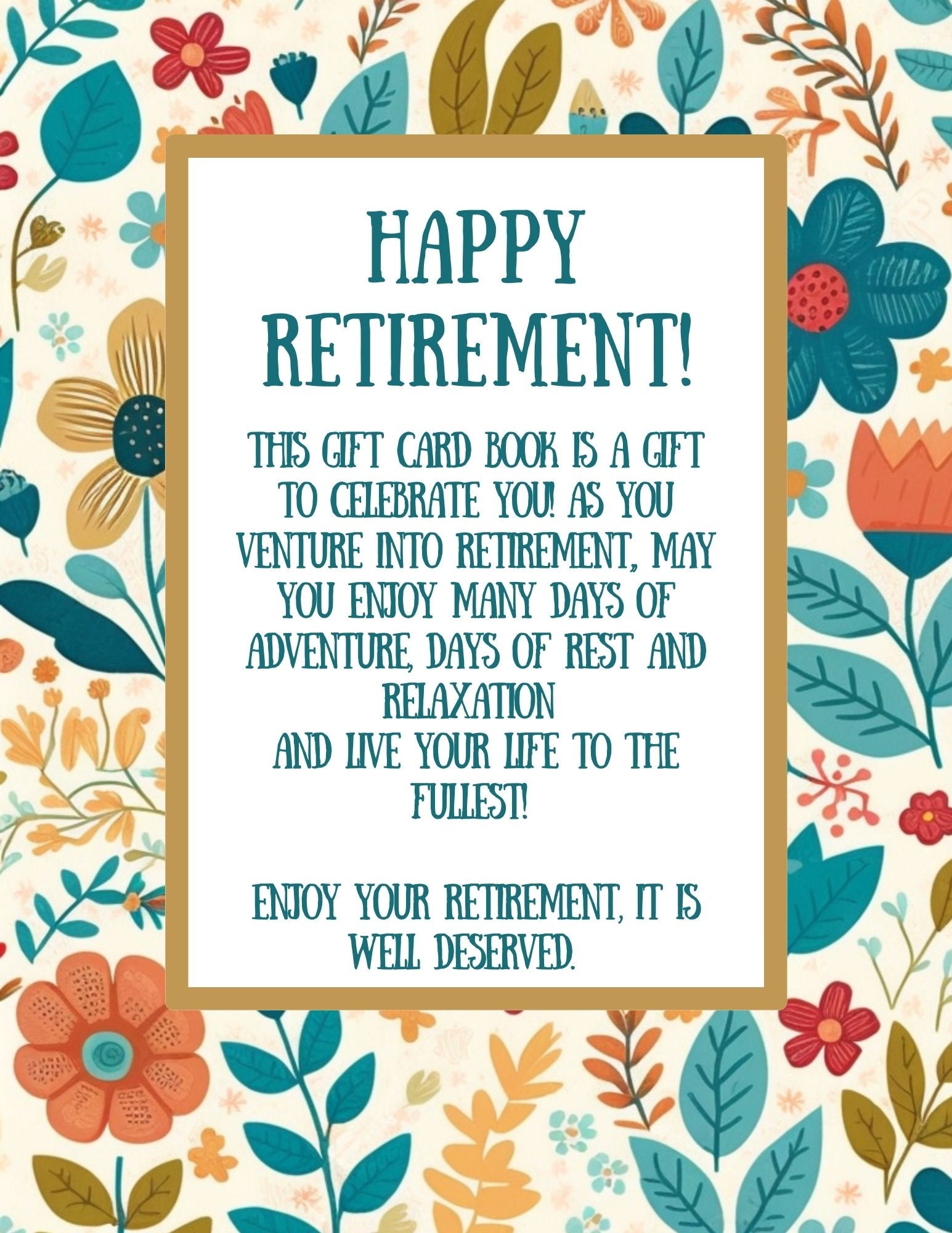 Retirement Gift Card Book: DIY Printable Gift Card Book. Retirment Gift ...