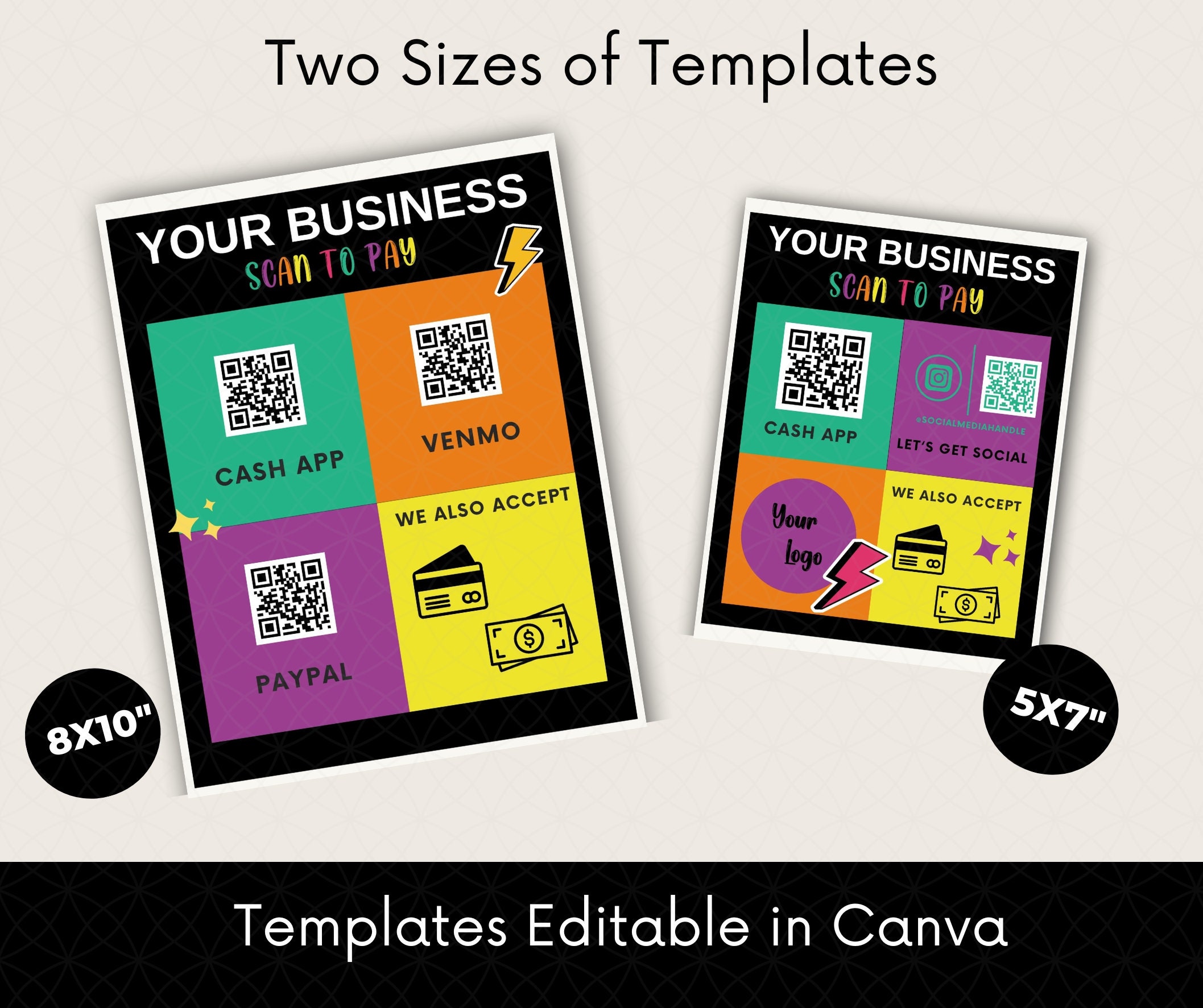 Scan to Pay Editable Template Perfect for Your Small Business, Pop up ...