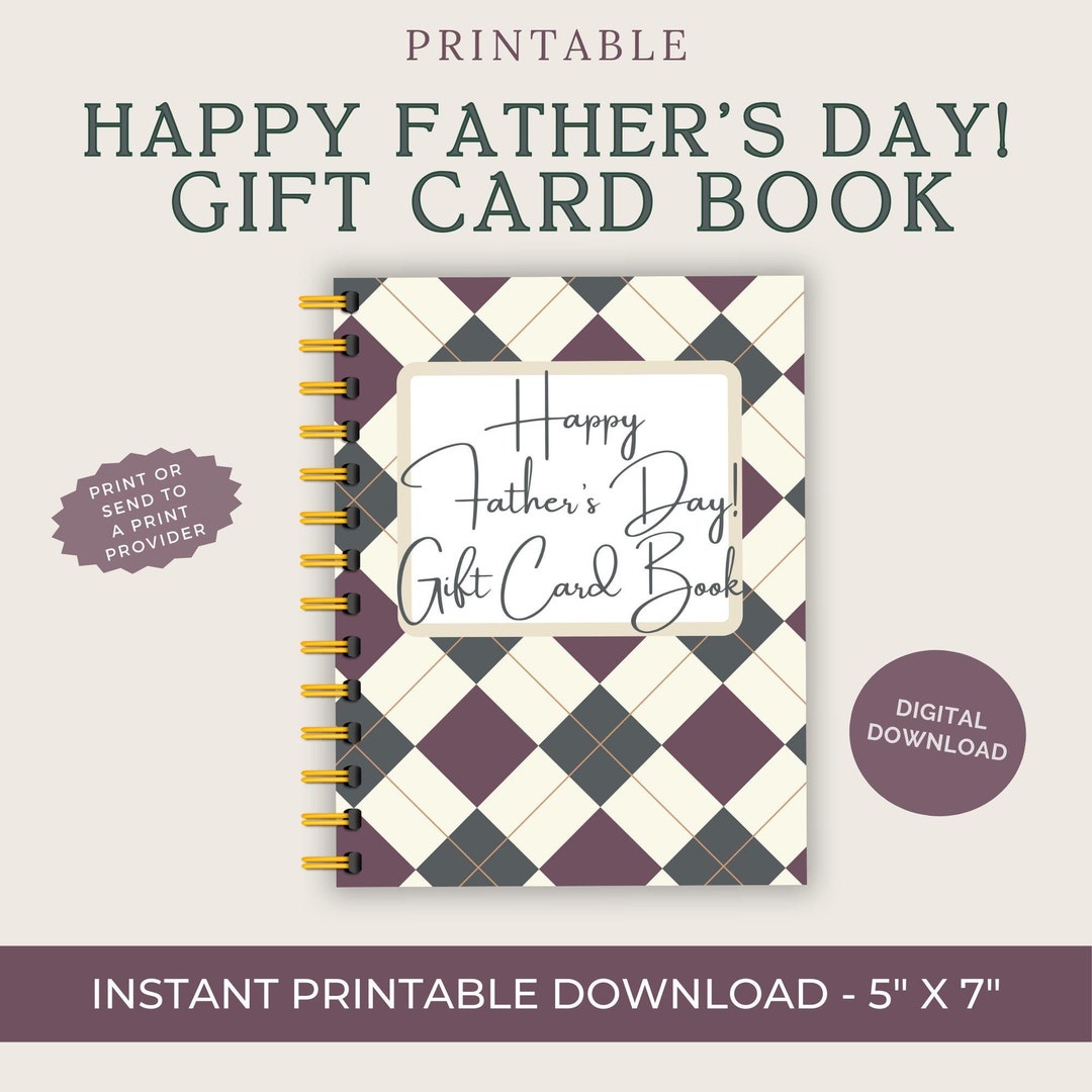 Father's Day Gift Card Book, Printable Only, Digital Gift Card Book ...