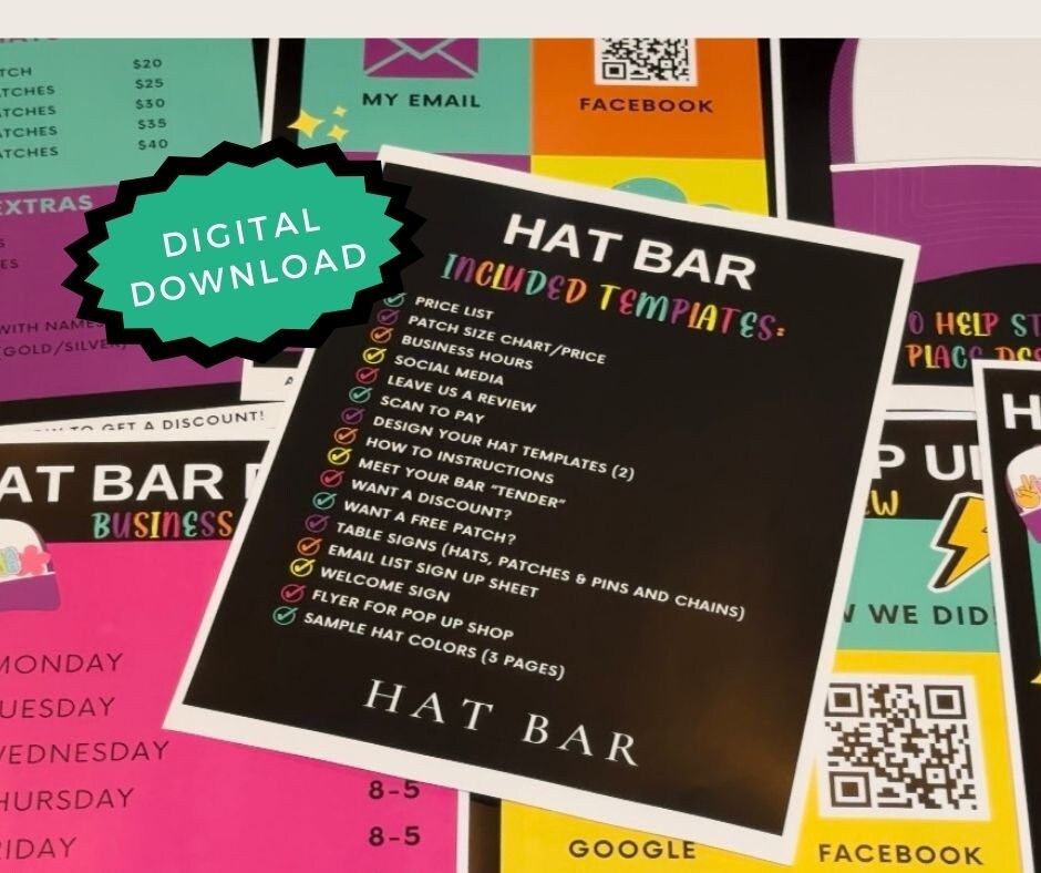 Trucker Hat Bar Templates With Retro Bright Colors Edit in Canva ...