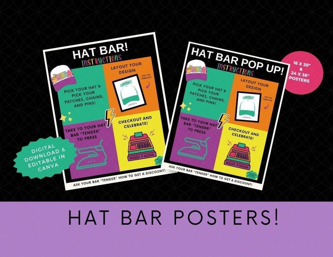 Trucker Hat Bar Poster, This Editable Template With Retro Bright Colors ...