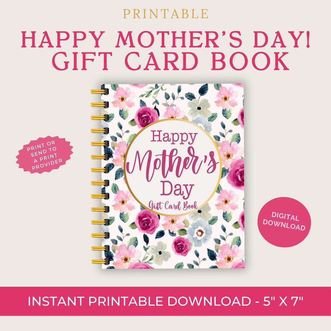 Unique Mother's Day Gift Card Book, Printable Only, Digital Gift Card ...