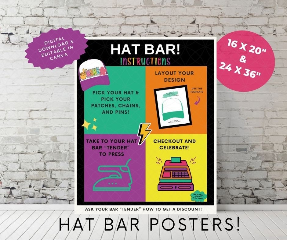 Trucker Hat Bar Poster, This Editable Template With Retro Bright Colors ...