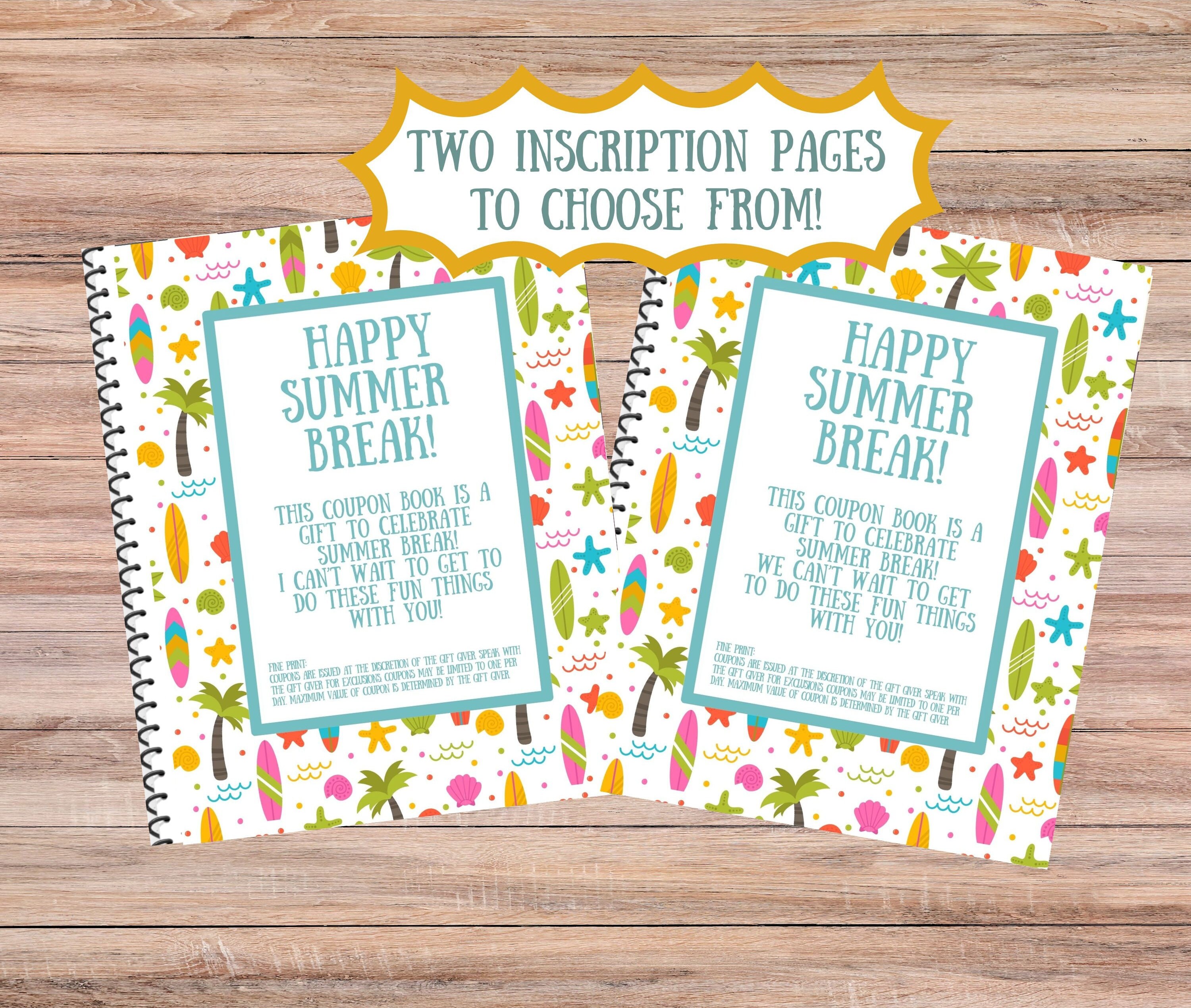 Summer Break Coupon Book, Printable and DIY, Perfect Summer Break Gift ...