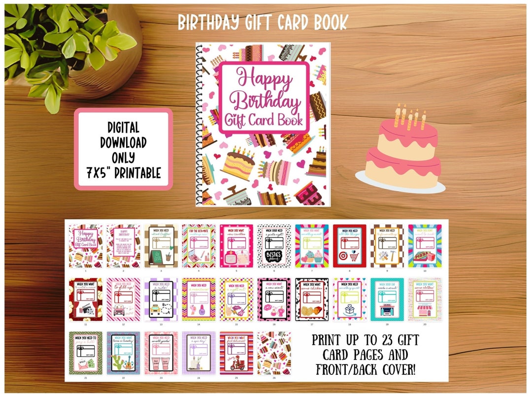 Birthday Gift Card Book, Printable Only, Digital Gift Card Book ...