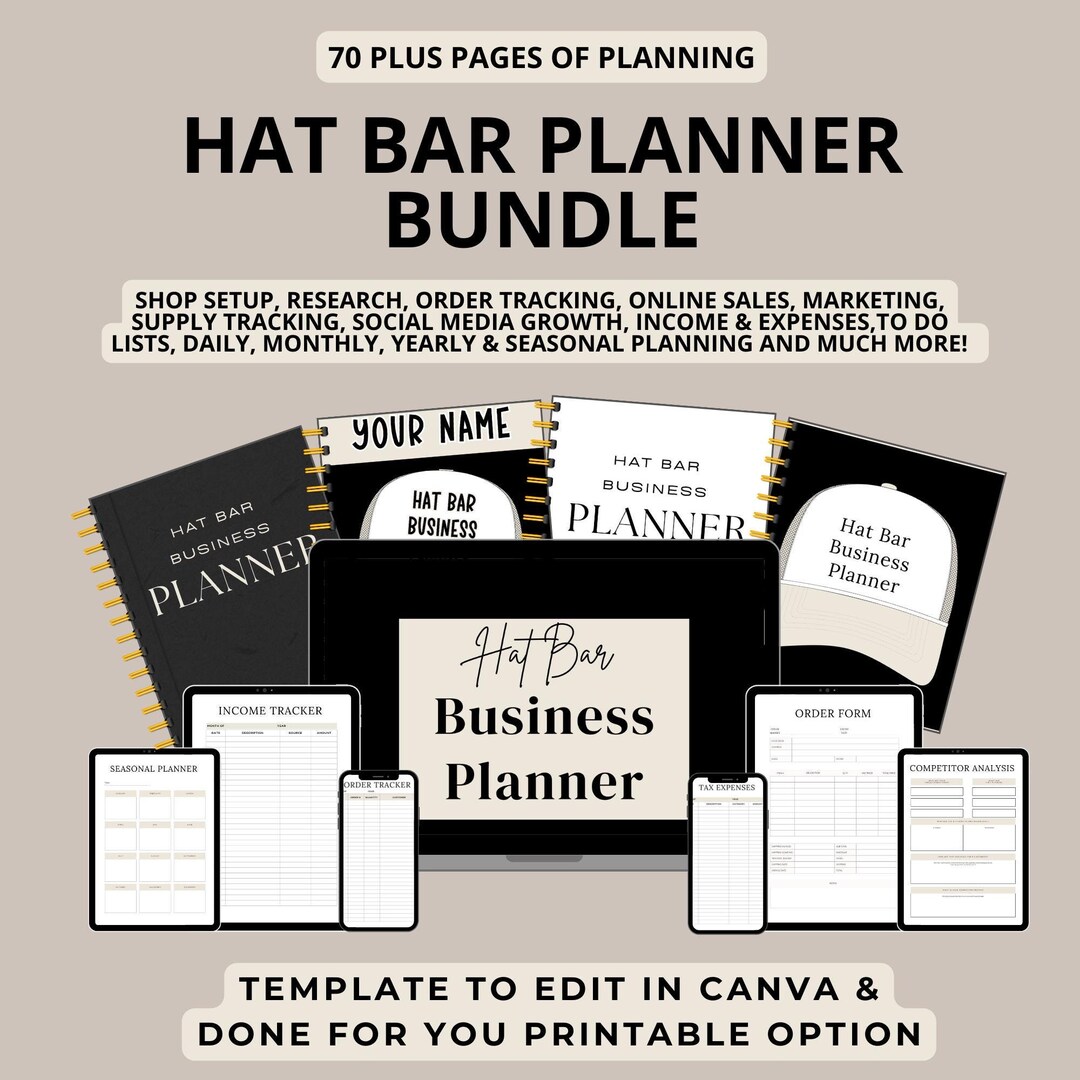 Trucker Hat Bar Planner, Editable Templates (or Printable Download ...