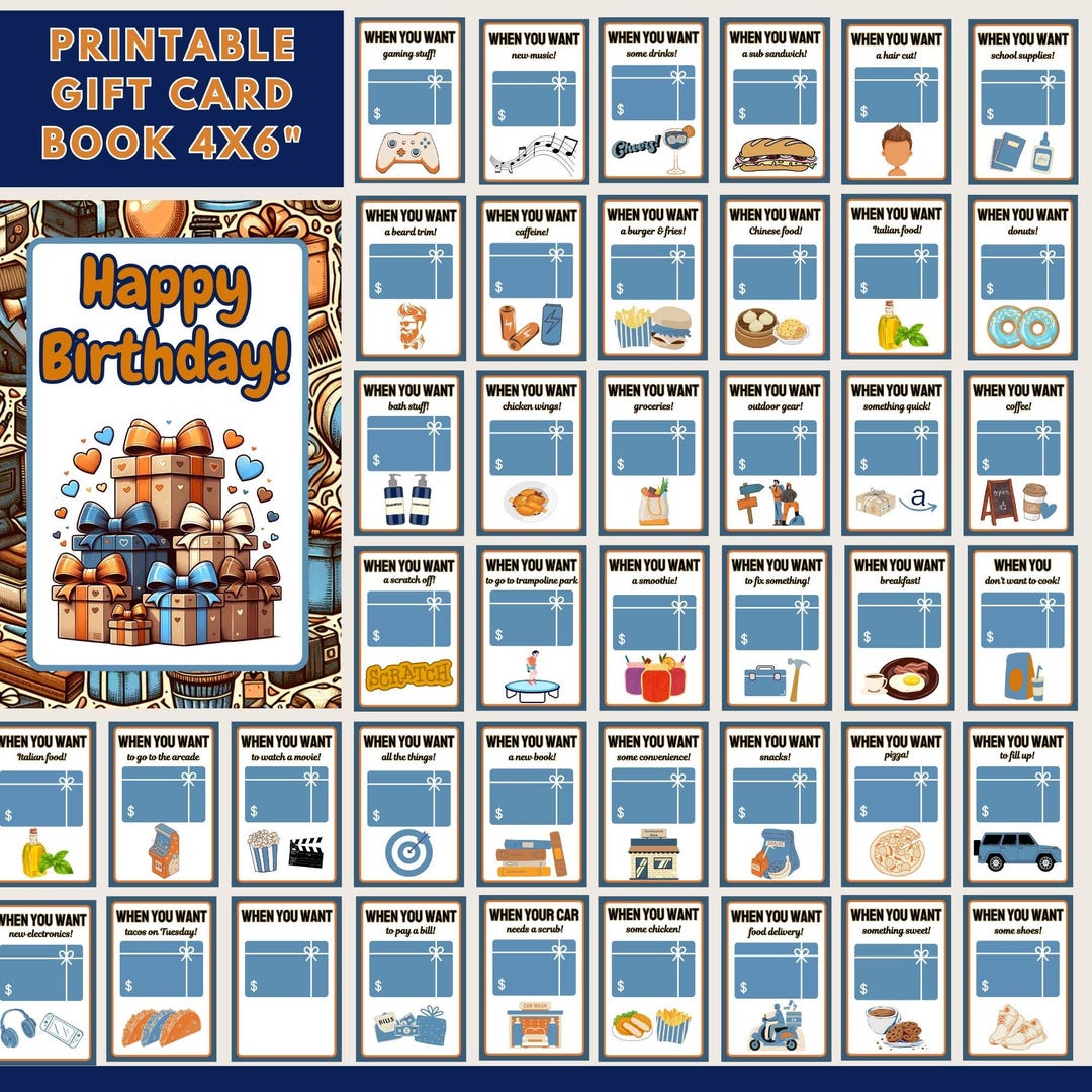 Birthday Gift Card Book, Editable Use When, Gift Card Holder, Milestone ...