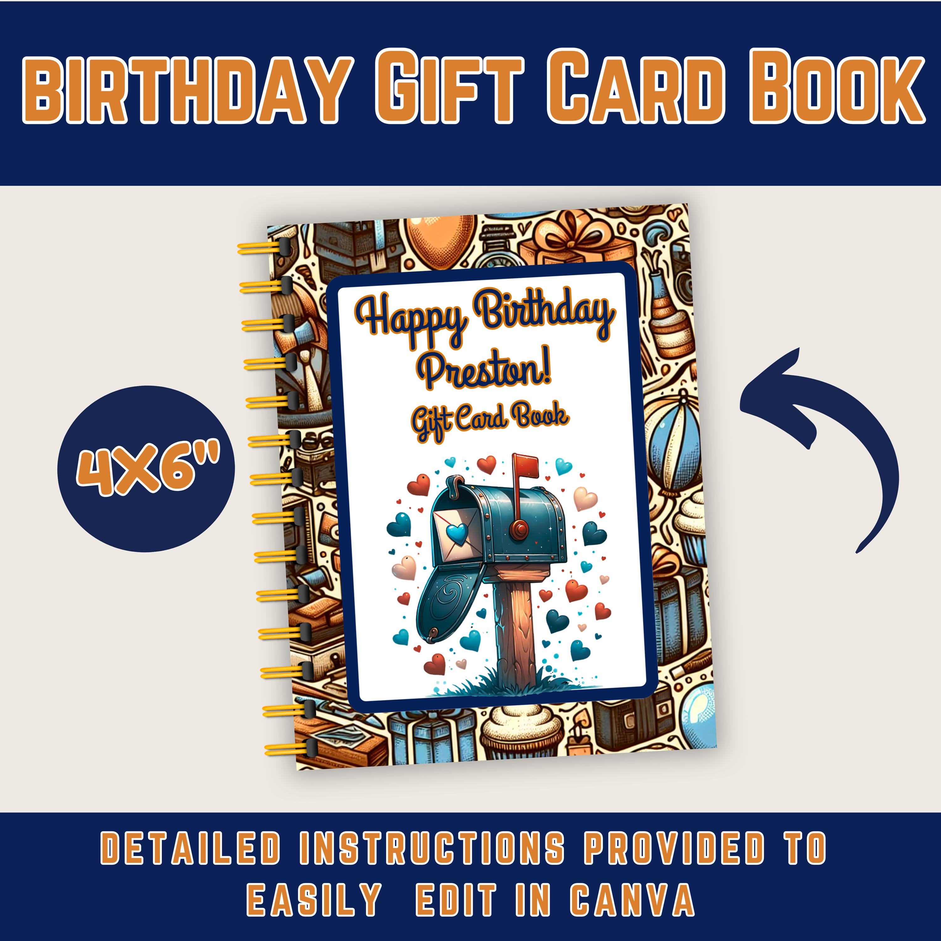 Birthday Gift Card Book, Editable Use When, Gift Card Holder, Milestone ...