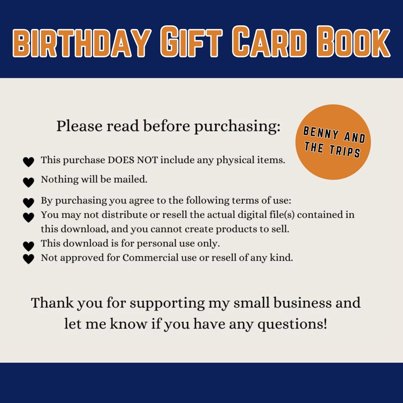 Birthday Gift Card Book, Editable Use When, Gift Card Holder, Milestone ...