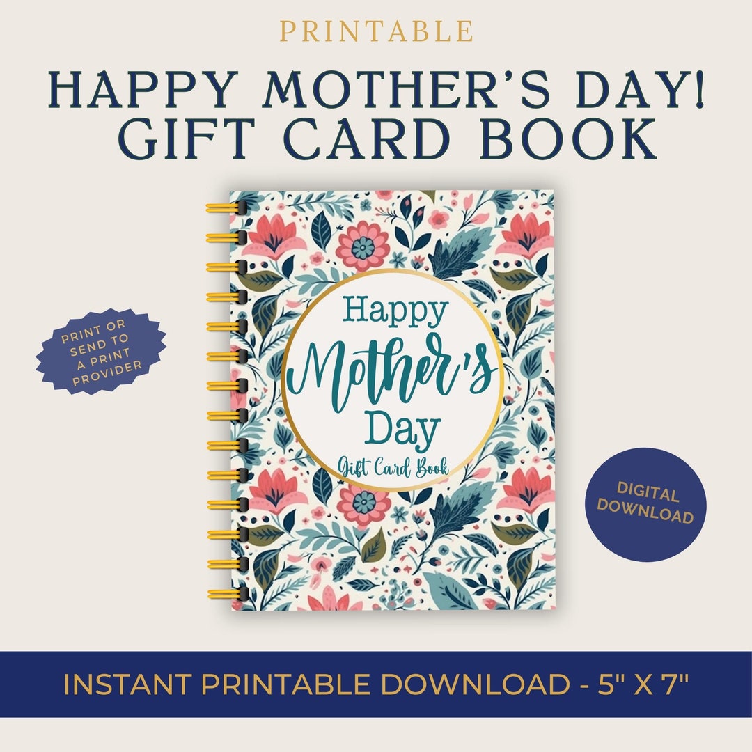 Mother's Day Gift Card Book, Printable Only, Digital Gift Card Book ...
