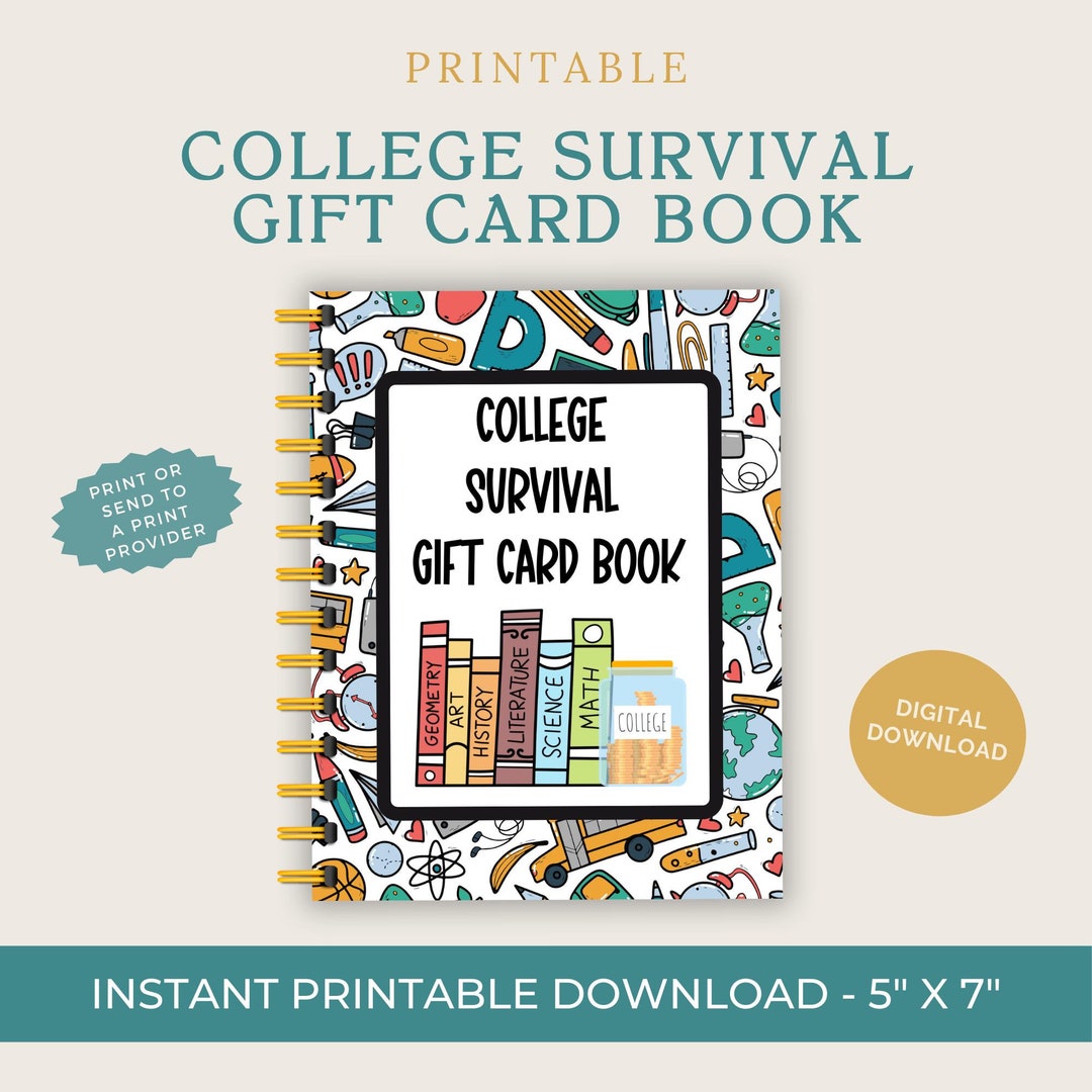 College Survival Gift Card Book: DIY Printable Gift Card Book. College ...
