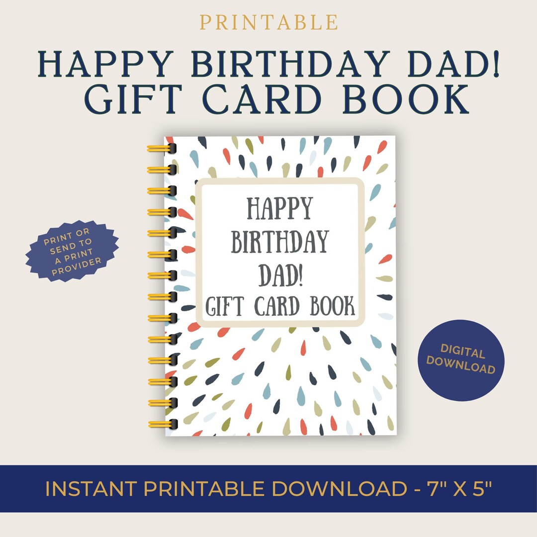 Happy Birthday Dad Gift Card Book, Printable Only, Digital Gift Card ...