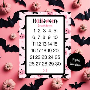 Pink Halloween Countdown Sign, Halloween Advent Calendar, Halloween ...