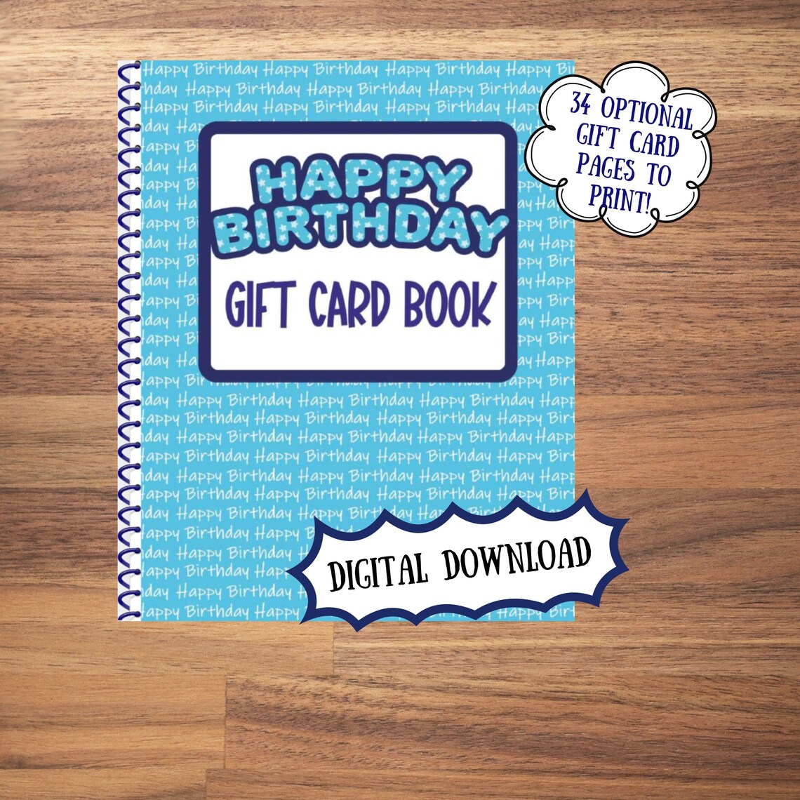 Birthday Gift Card Book, Printable Only, Digital Gift Card Book, Boy ...
