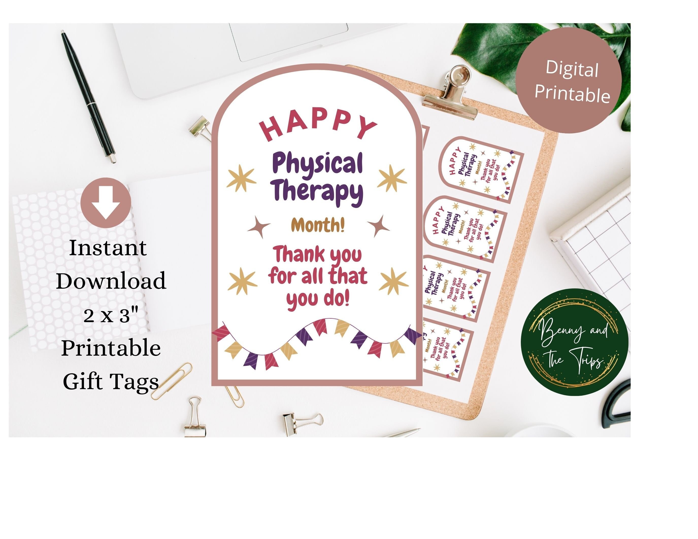 Happy Physical Therapy Month Gift Tags Gold/rose Gold - Etsy