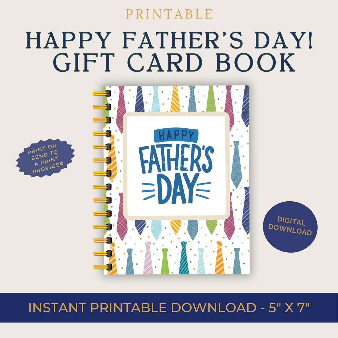 Father's Day Gift Card Book, Printable Only, Digital Gift Card Book ...