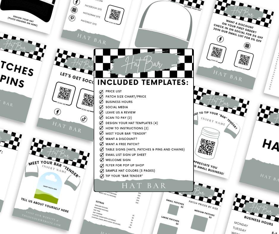 Hat Bar Templates, Hat Bar Hat Template, Edit in Canva, Scan to Pay ...