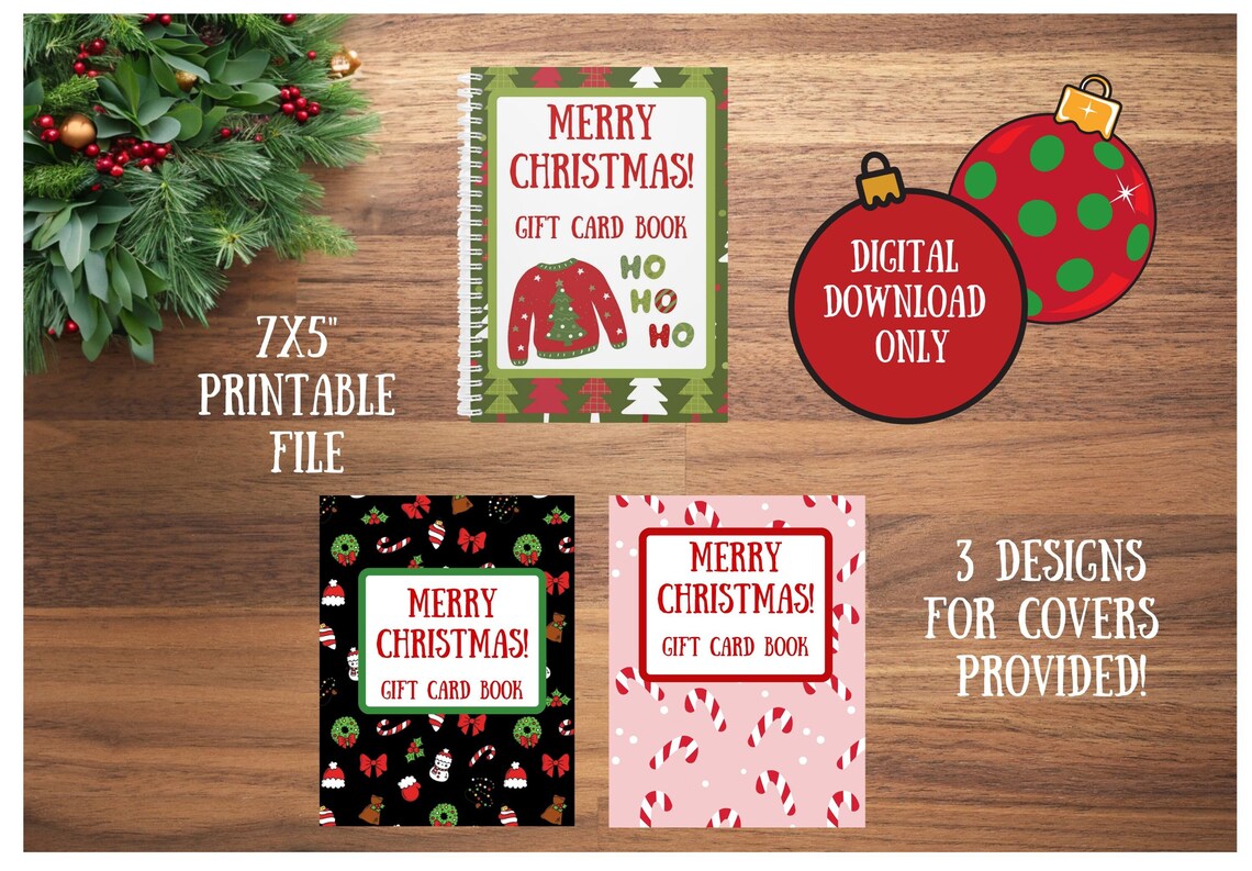 Christmas Gift Card Book, Printable Only, Gift Card Printable Book ...