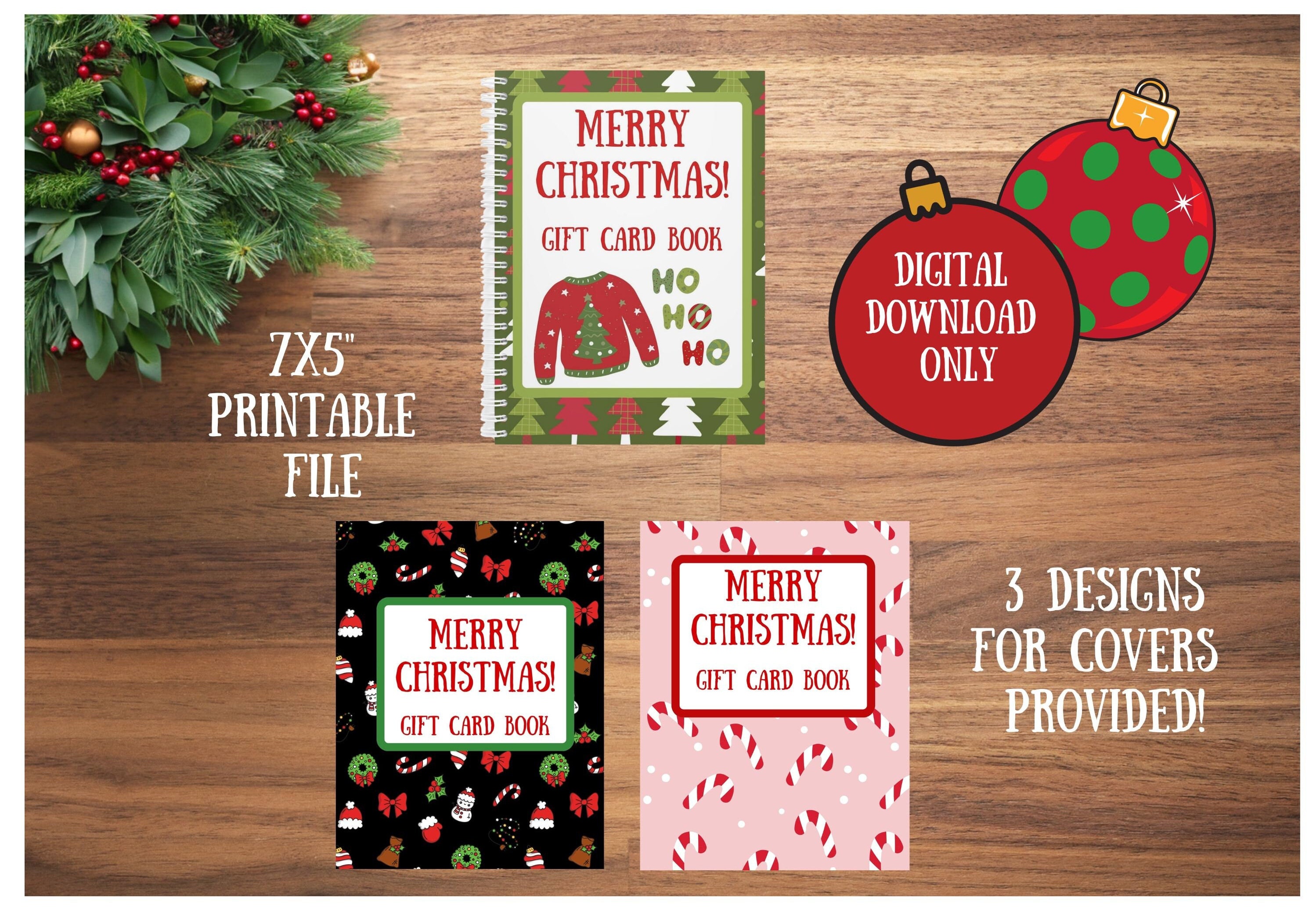 Christmas Gift Card Book, Printable Only, Gift Card Printable Book ...