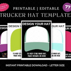 Trucker Hat Bar Hat Templates, Editable in Canva With Retro Bright ...