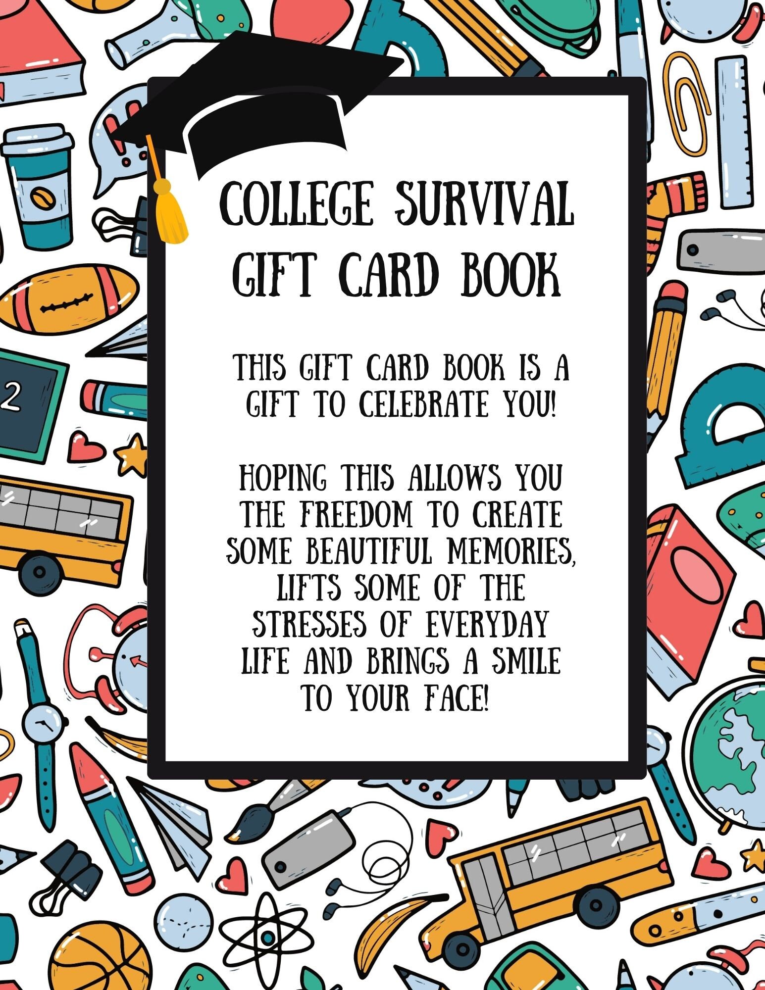 College Survival Gift Card Book: DIY Printable Gift Card Book. College ...