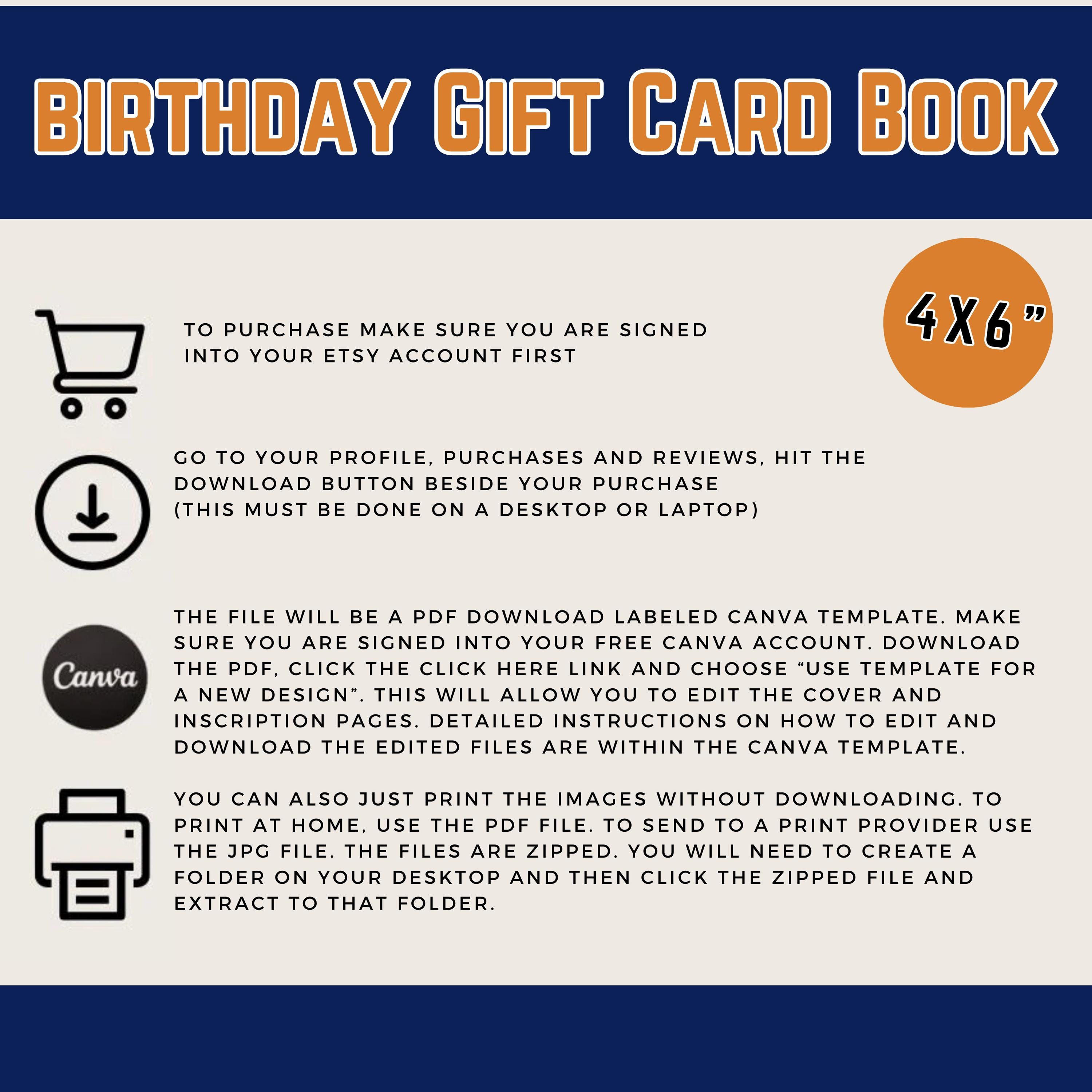 Birthday Gift Card Book, Editable Use When, Gift Card Holder, Milestone ...