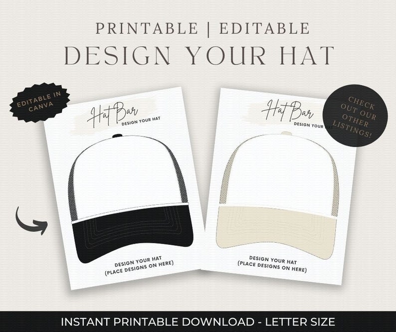 Trucker Hat Bar Editable Design Your Hat Template! Perfect for a ...