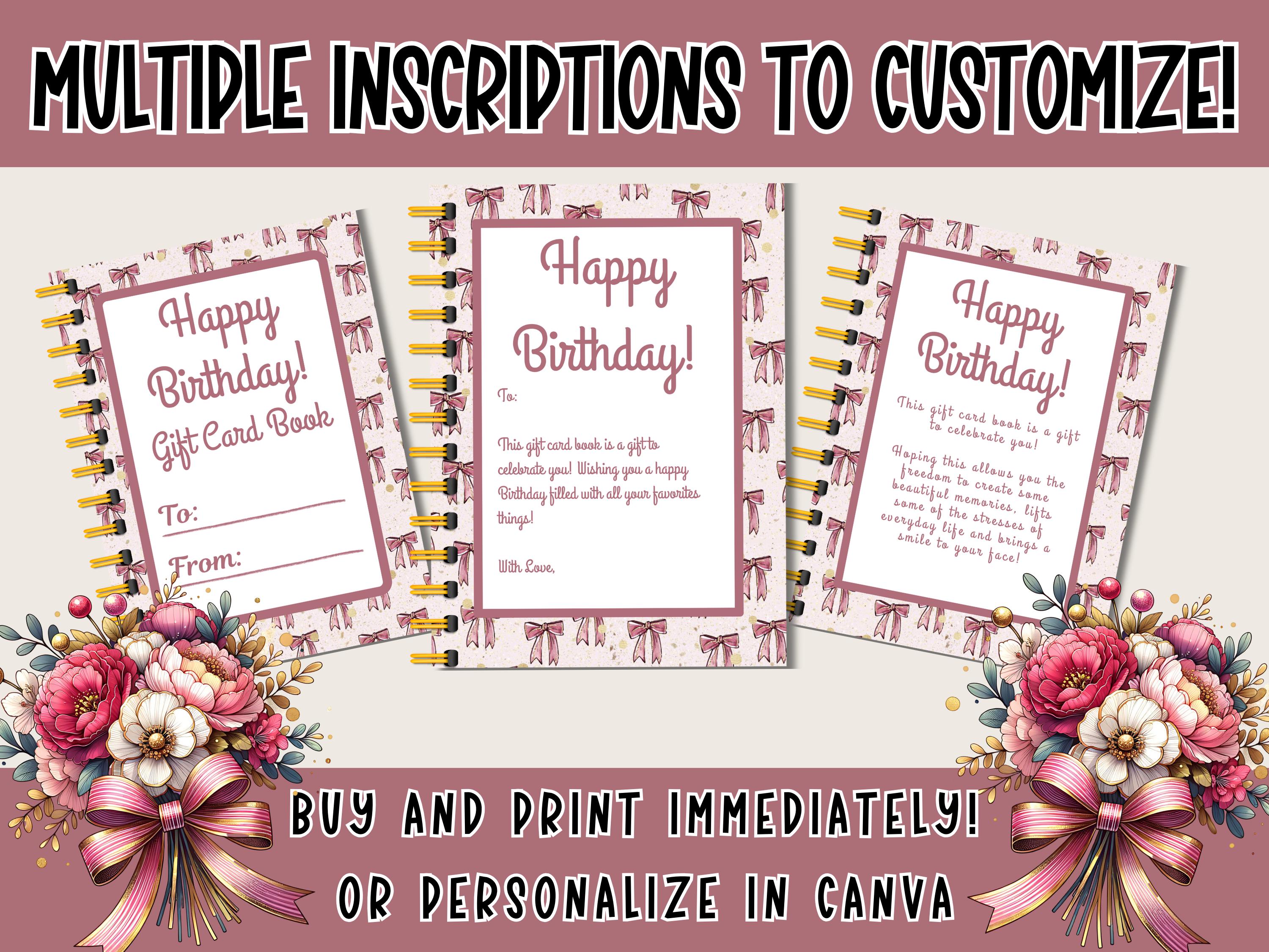Birthday Gift Card Book, Editable Use When, Birthday Gift Card Holder ...
