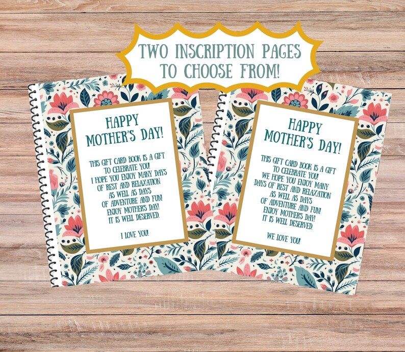 Mother's Day Gift Card Book, Printable Only, Digital Gift Card Book ...