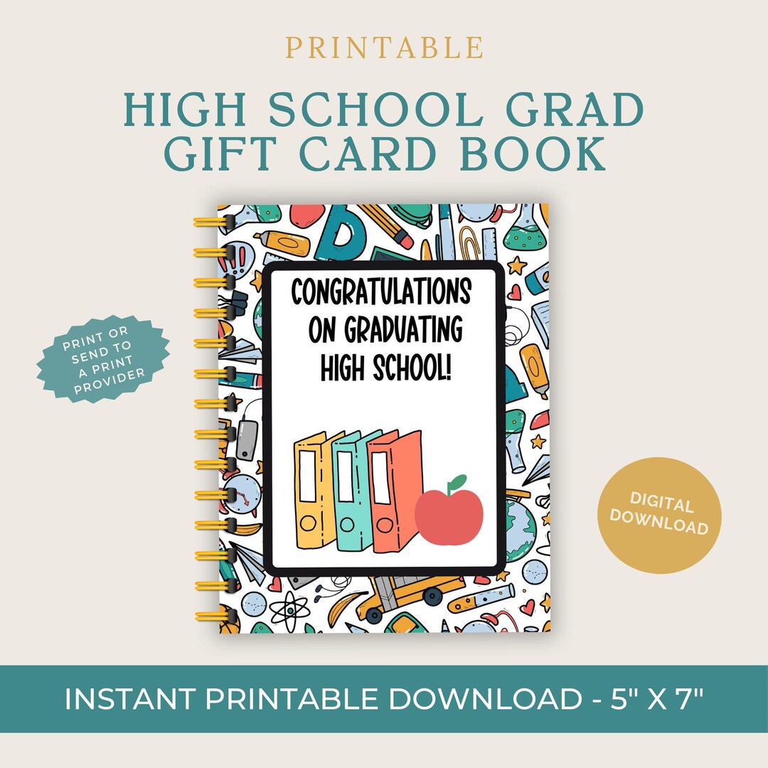 Graduation Gift Card Book. This Digital Printable Gift Card Book is ...
