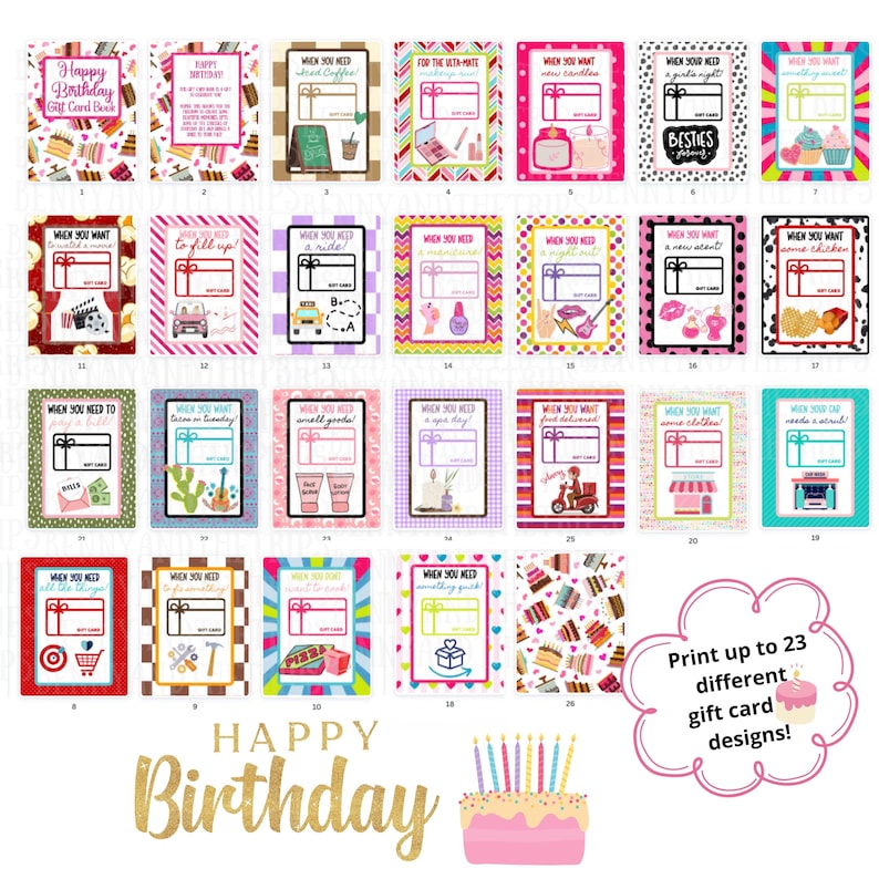 Birthday Gift Card Book, Printable Only, Digital Gift Card Book ...