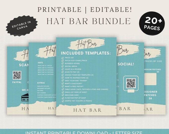 Sign Bundle for Trucker Hat Bar Checker Design, QR Code Scan to Pay ...
