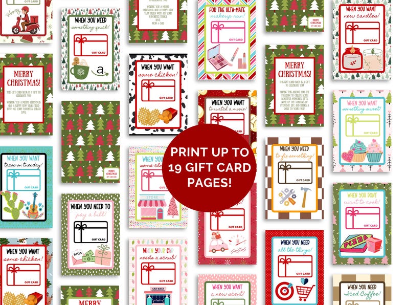 Christmas Gift Card Book, Printable Only, Gift Card Printable Book ...