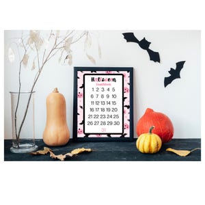 Pink Halloween Countdown Sign, Halloween Advent Calendar, Halloween ...