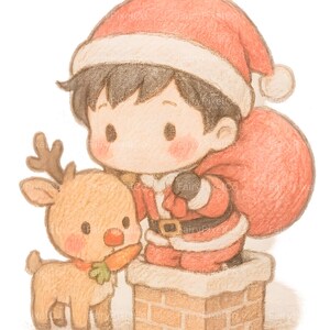 15 Cute Chibi Little Santa Claus Clipart | Christmas Holiday Digital ...