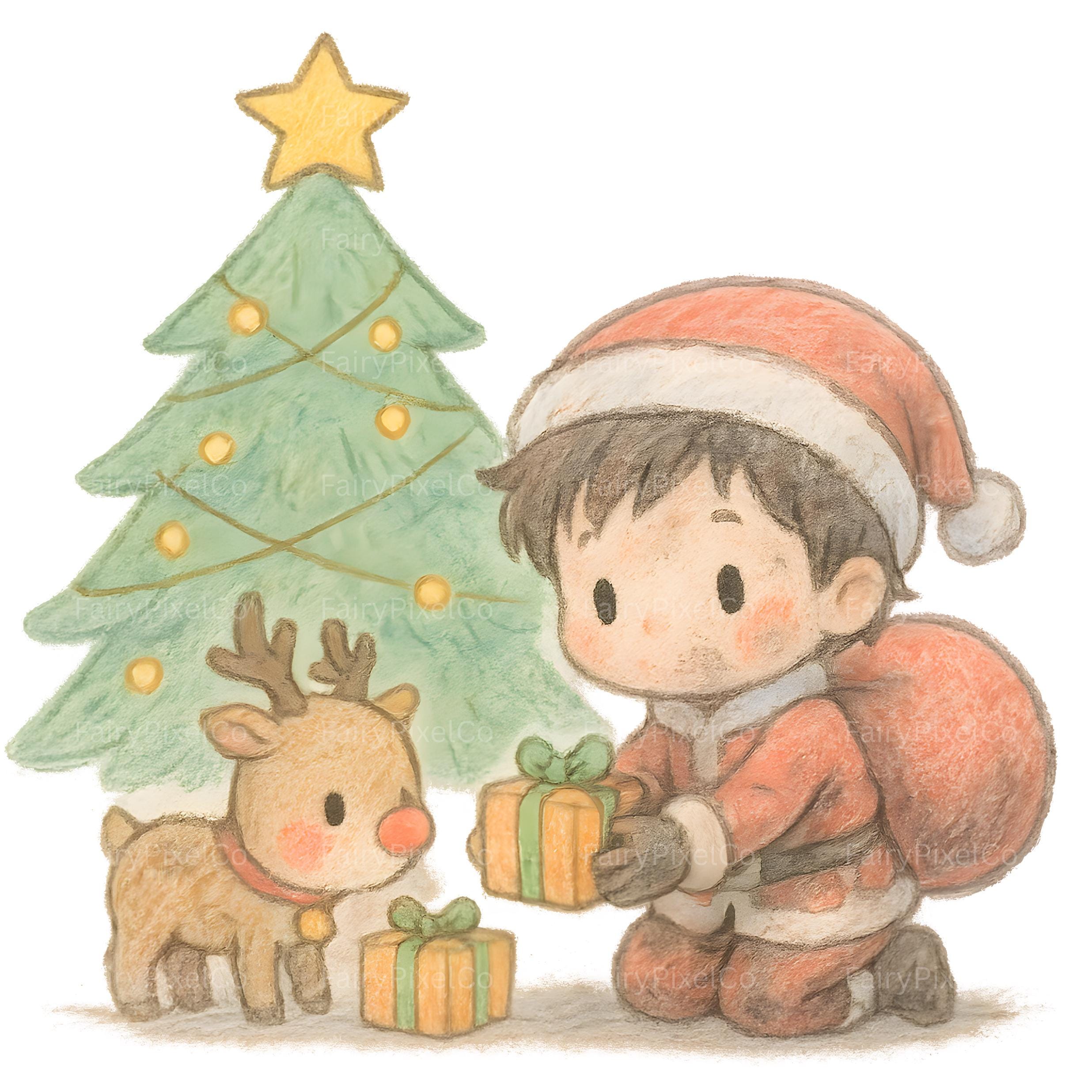 15 Cute Chibi Little Santa Claus Clipart | Christmas Holiday Digital ...