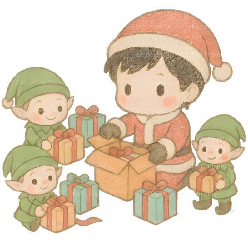 15 Cute Chibi Little Santa Claus Clipart | Christmas Holiday Digital ...
